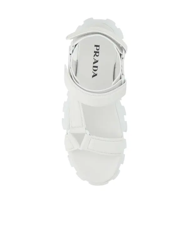 Prada Logo Embossed Lug Sole Sandals