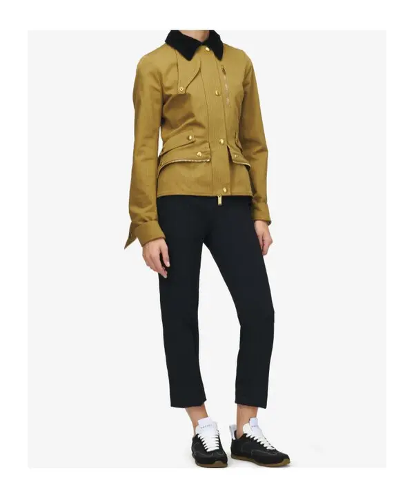 Alexander McQueen Cotton Herringbone Kickback Jacket With Corduroy Collar - Tan