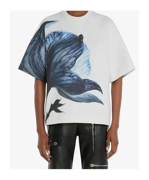 Alexander McQueen Crew Neck T-shirt With Floral Print