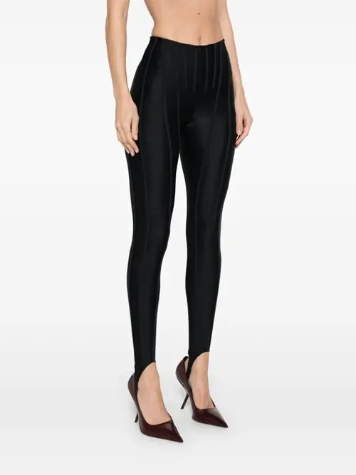 MUGLER Panelled Corseted Leggings - Black