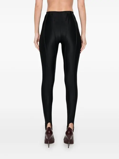 MUGLER Panelled Corseted Leggings - Black