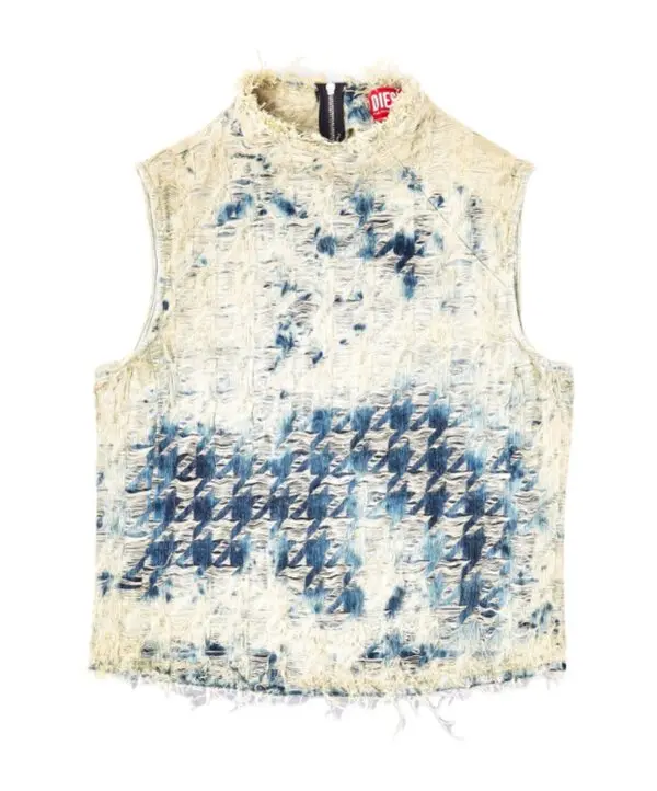 DIESEL® Sleeveless Houndstooth Weave Denim Top