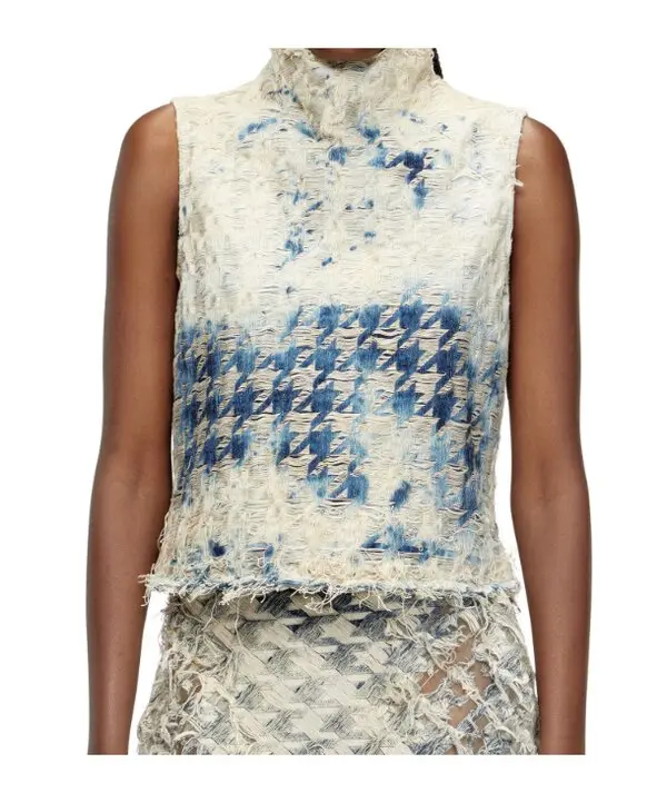 DIESEL® Sleeveless Houndstooth Weave Denim Top