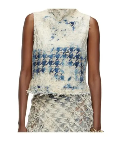 DIESEL® Sleeveless Houndstooth Weave Denim Top