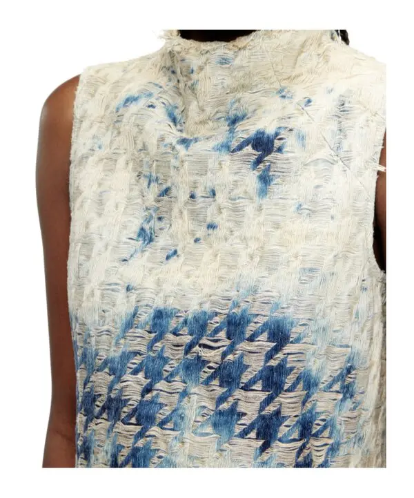 DIESEL® Sleeveless Houndstooth Weave Denim Top