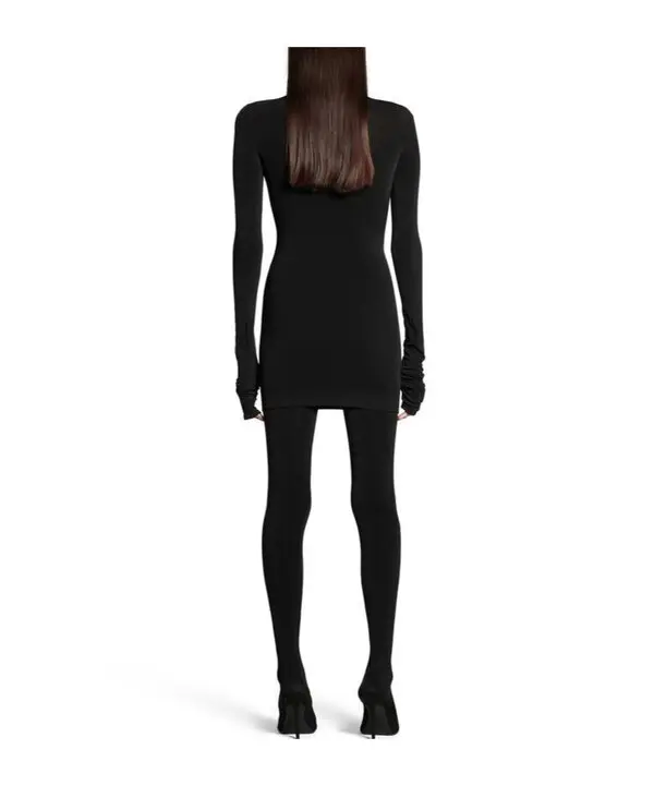 Balenciaga High Collar Long Sleeve Mini Dress