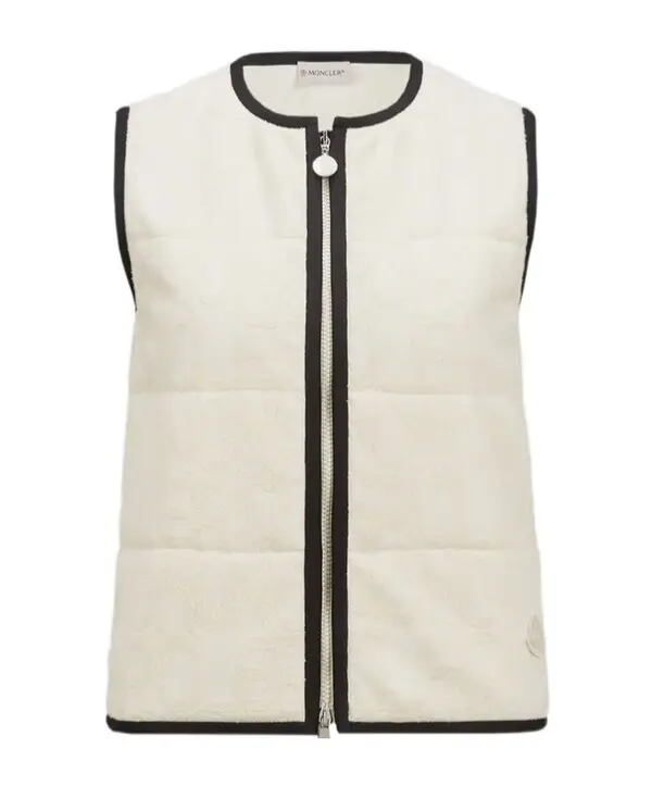 Moncler Terry Cloth Logo Jacquard Padded Gilet - White