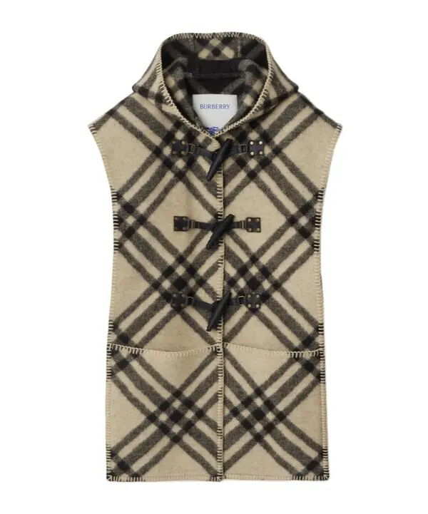 Burberry Checked Wool Cape - Candle