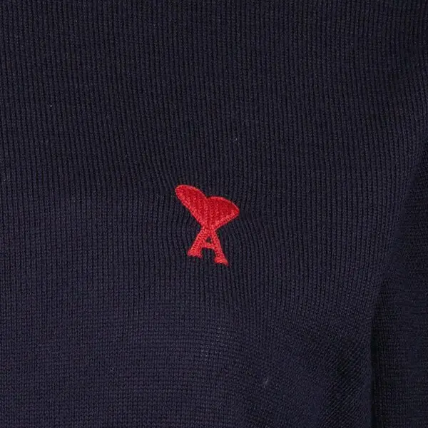 AMI Paris De Coeur High Neck Knitted Jumper - Blue