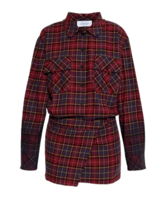 Off-White Check Flannel Arrow Dress