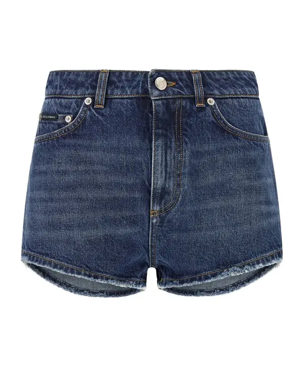 Dolce & Gabbana Frayed Denim Shorts - Blue