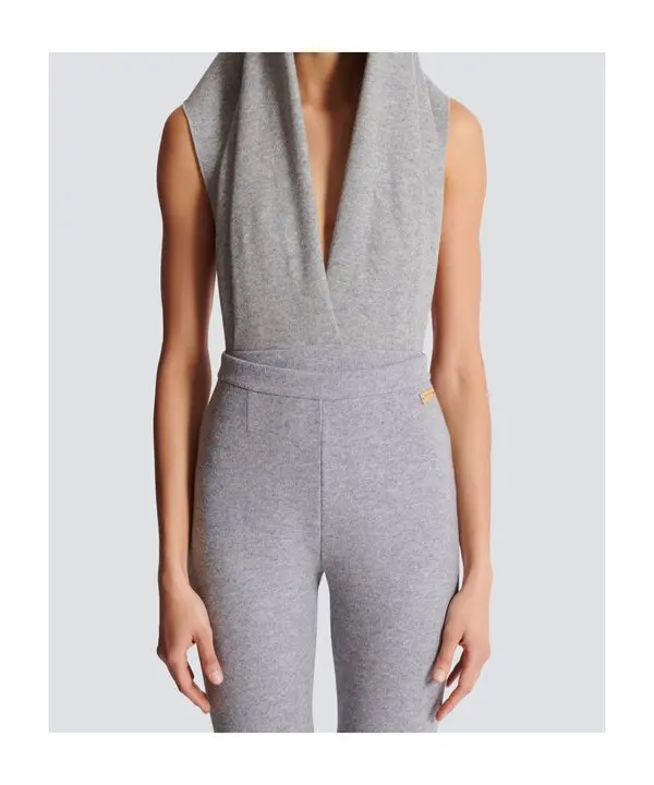Balmain Draped Hooded Bodysuit - Grey