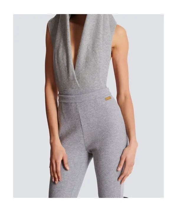 Balmain Draped Hooded Bodysuit - Grey