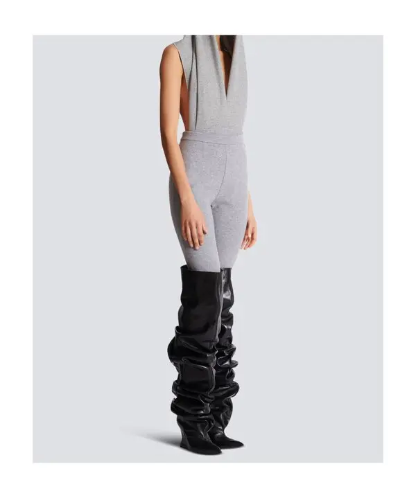 Balmain Draped Hooded Bodysuit - Grey