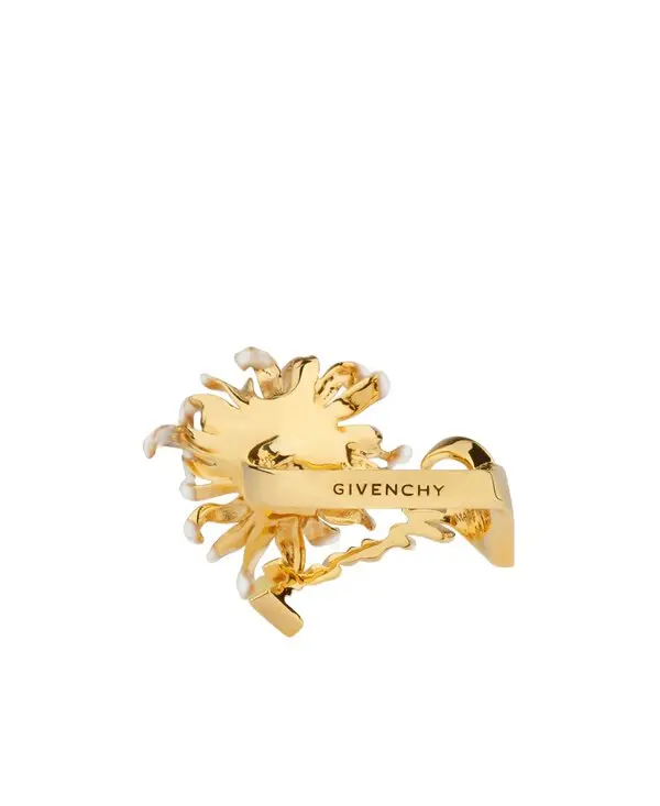 Givenchy Daisy Ring In Metal And Enamel With Crystal