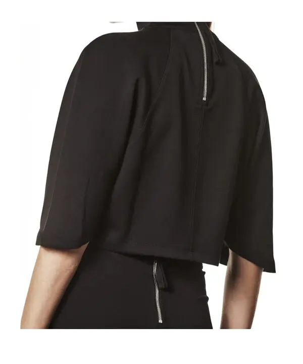THOM KROM High Neck Cropped Top With Back Zip Detail