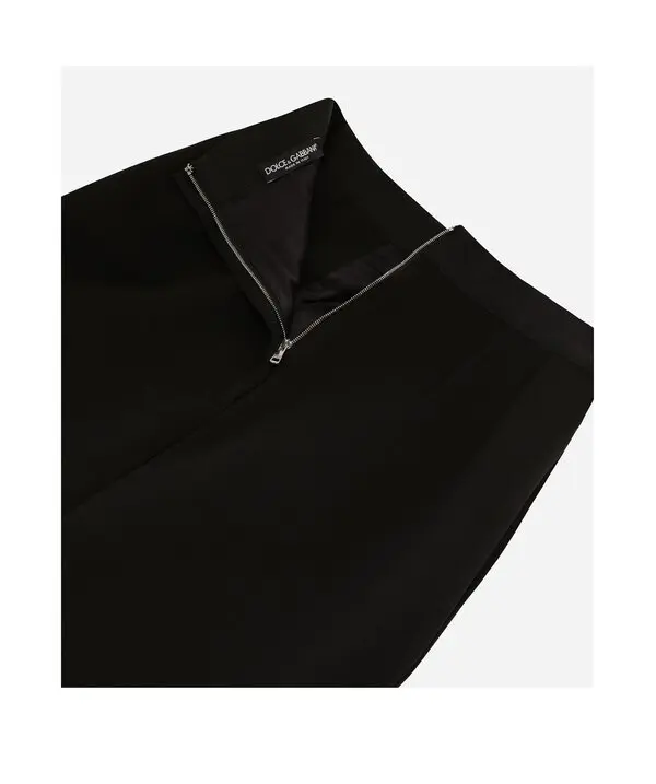 Dolce & Gabbana Satin Bow Belted Midi Pencil Skirt With Side Slit - Black