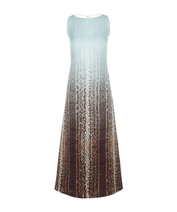 Fendi Sleeveless Maxi Dress With Gradient Animal Print