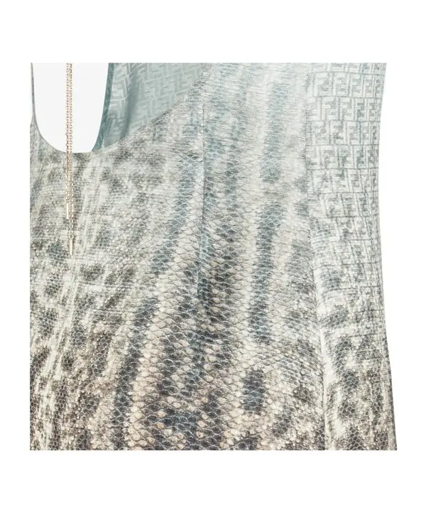 Fendi Sleeveless Maxi Dress With Gradient Animal Print