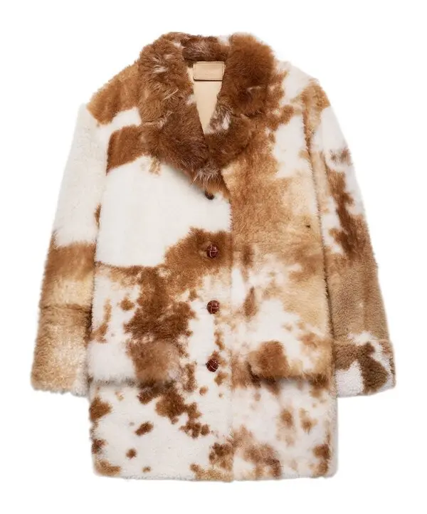 Prada Shearling Coat - White/dark Brown