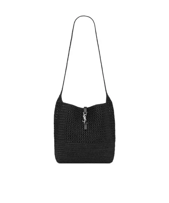 Saint Laurent Woven Logo Shoulder Bag - Black