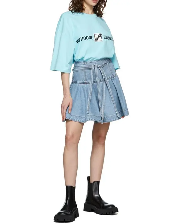 We11Done Logo Plaque Denim Mini Skirt