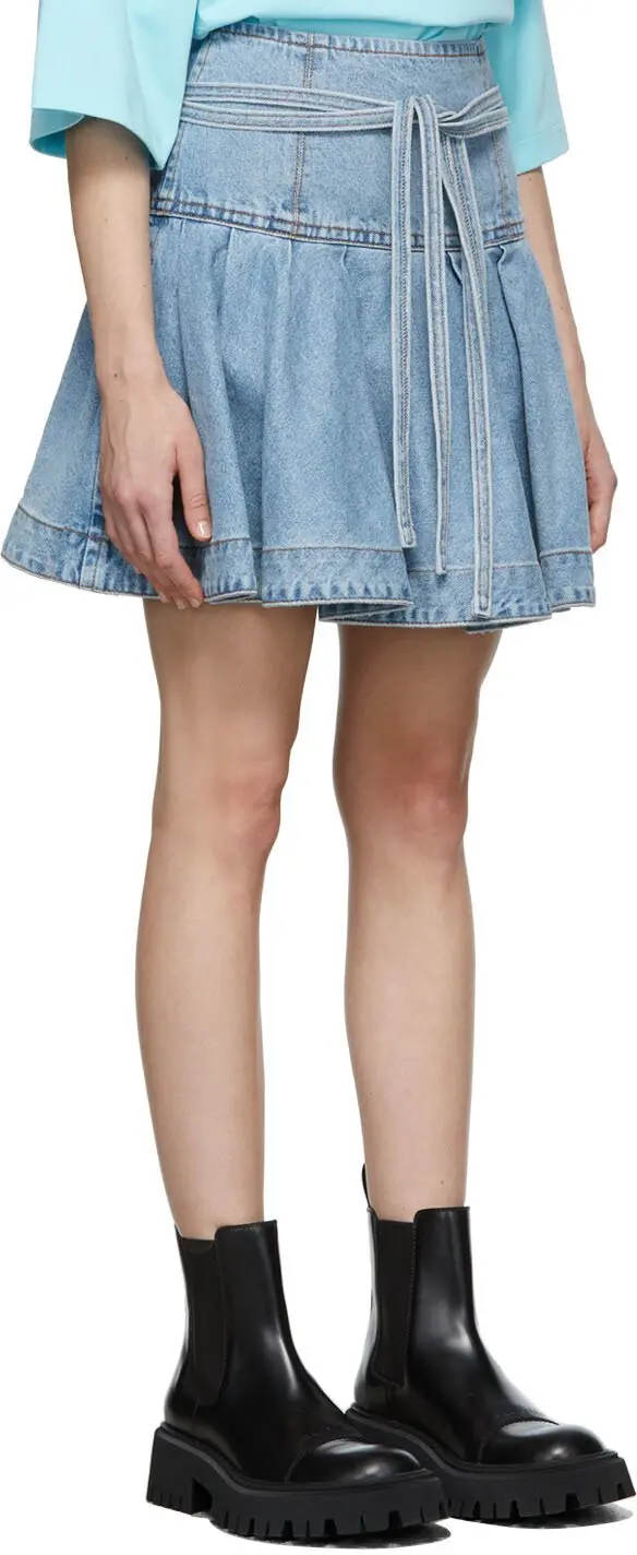 We11Done Logo Plaque Denim Mini Skirt