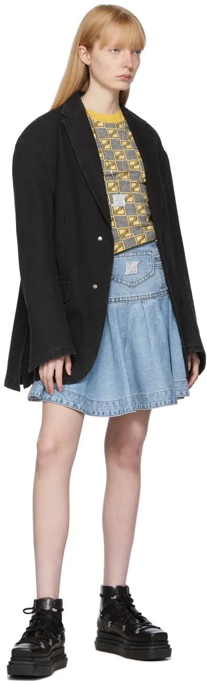 We11Done Logo Plaque Denim Mini Skirt