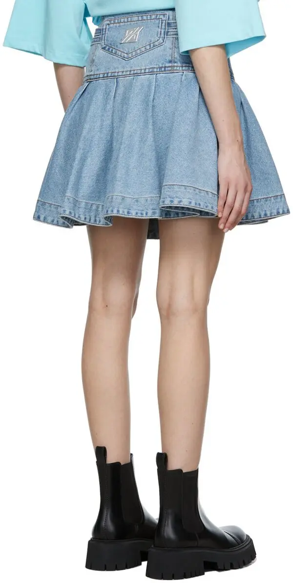 We11Done Logo Plaque Denim Mini Skirt