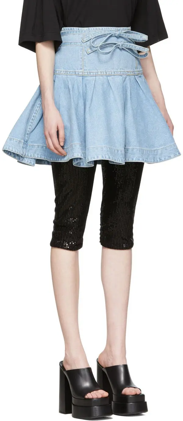 We11Done Logo Plaque Denim Mini Skirt