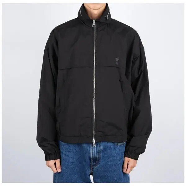 AMI Paris Logo Printed Zip-up Jacket