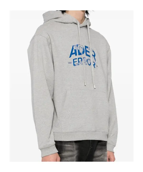 ADER ERROR Distressed Logo Hoodie - Grey