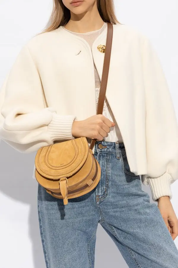 Chloé Small Marcie Suede Crossbody Bag - Brown