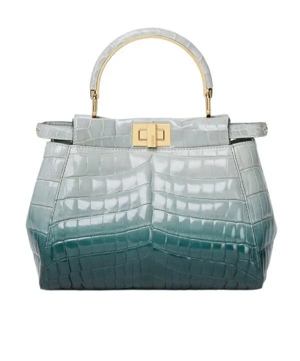 Fendi Peekaboo Croc Effect Bag - Gradient Green