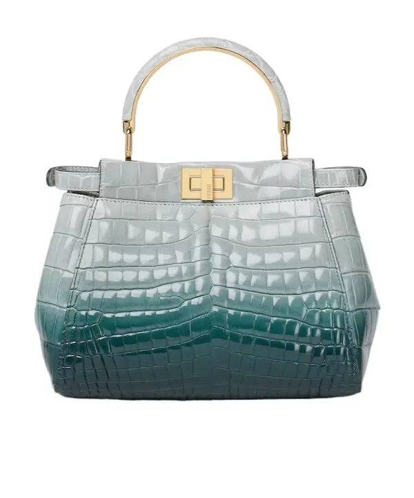 Fendi Peekaboo Croc Effect Bag - Gradient Green