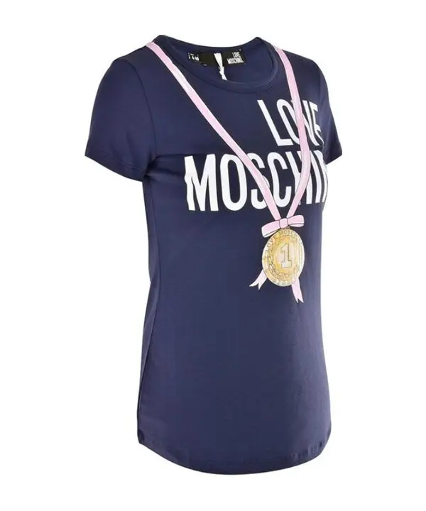 Moschino Medal Print Round Neck Short Sleeve T-shirt