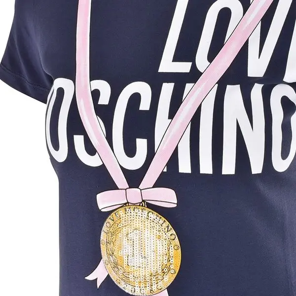Moschino Medal Print Round Neck Short Sleeve T-shirt