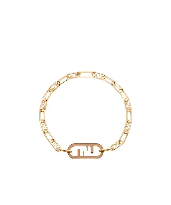 Fendi O'lock Mesh And Oval Clip Choker - Golden