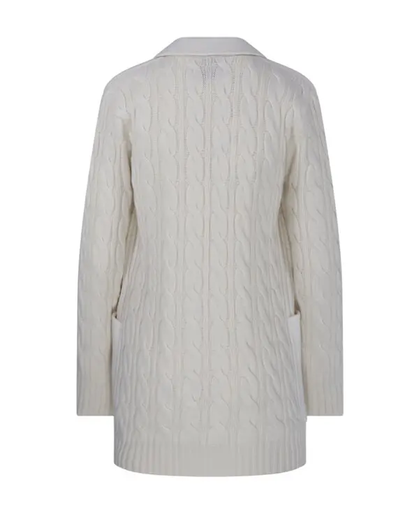 Max Mara Double-breasted Blazer With Rib Knitted Long Sleeves - White