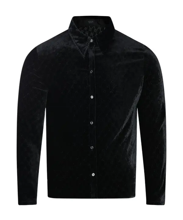 Gucci Stretch Gg Velvet Devoré Shirt - Black