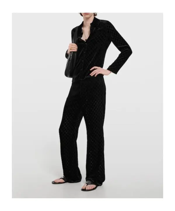 Gucci Stretch Gg Velvet Devoré Shirt - Black