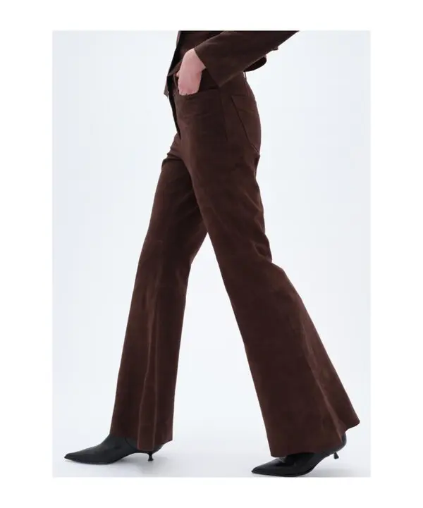 REMAIN BIRGER Flared Suede Trousers