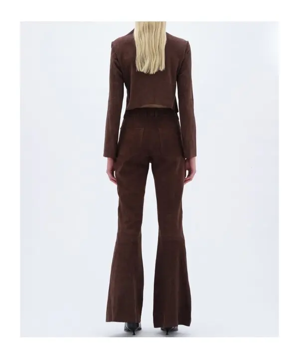 REMAIN BIRGER Flared Suede Trousers
