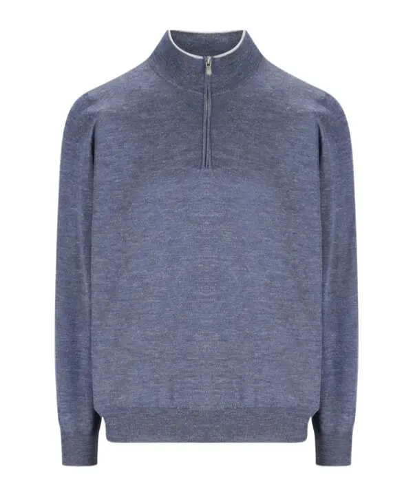Brunello Cucinelli Zip-up High-neck Sweater - Blue