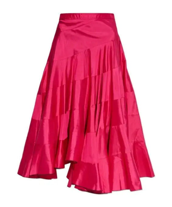 Tory Burch Silk Midi Skirt With Layered Ruffles