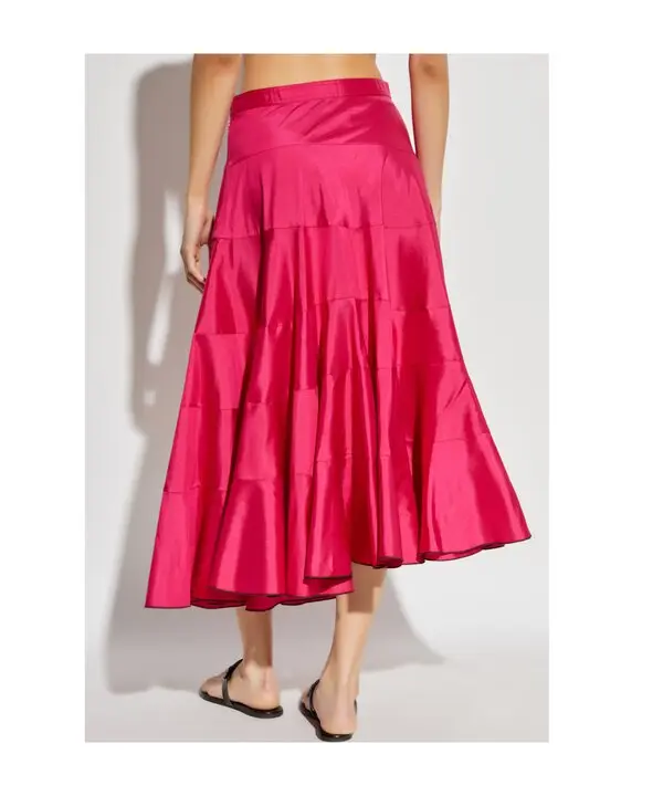 Tory Burch Silk Midi Skirt With Layered Ruffles