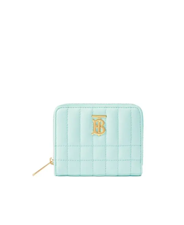 Burberry Lola Logo Plaque Quilted Wallet - Blue