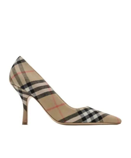 Burberry Checked Pumps - Sand