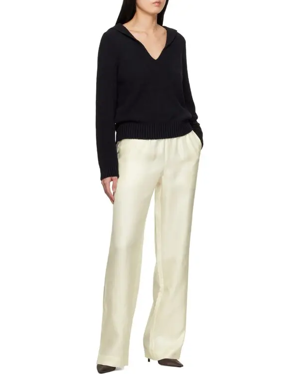 LOULOU STUDIO Ribbed Bouclette Knit Sailor Collar Pullover