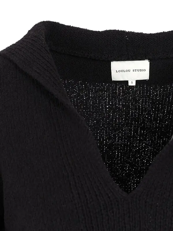 LOULOU STUDIO Ribbed Bouclette Knit Sailor Collar Pullover